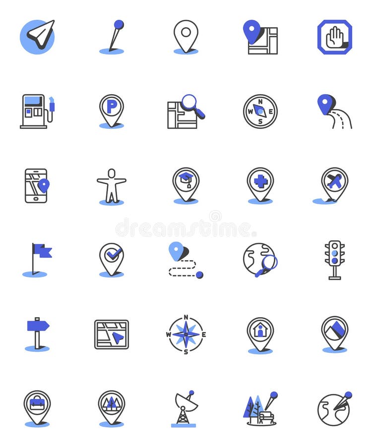 GPS Navigation Line Icons Set Stock Vector - Illustration of clipart ... GPS Navigation Line Icons Set Stock Vector - Illustration of clipart ...