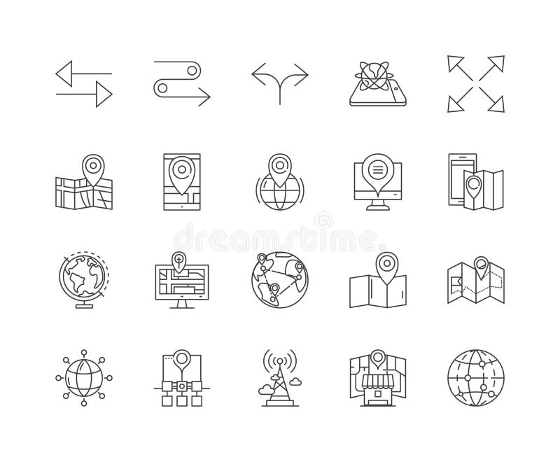 Gps Navigation Line Icons, Signs, Vector Set, Outline Illustration ...