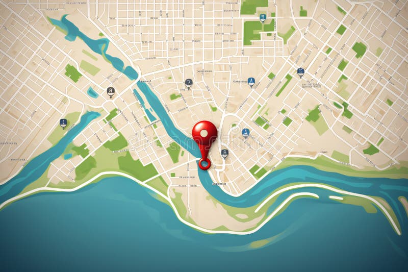 GPS Navigation Map with Red Pin: Find Your Way with this Handy Tool ...