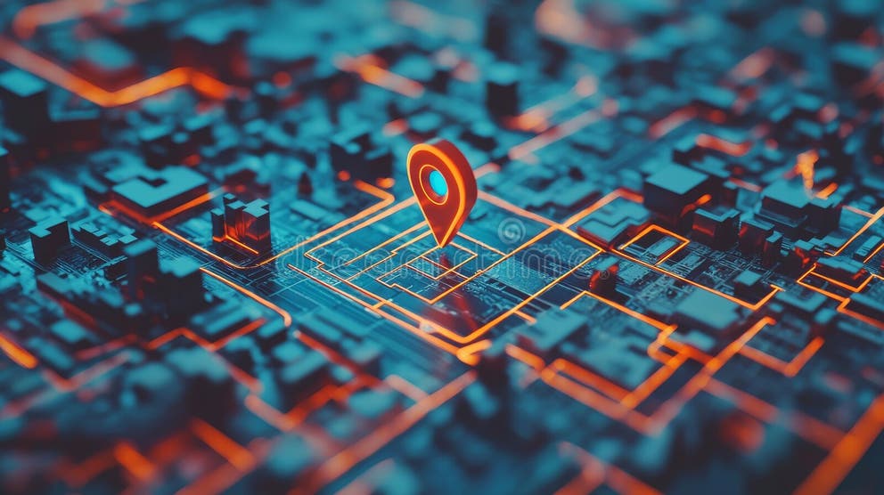 GPS Navigation Maps Illustrate a Precise Location Marked with Pins ...