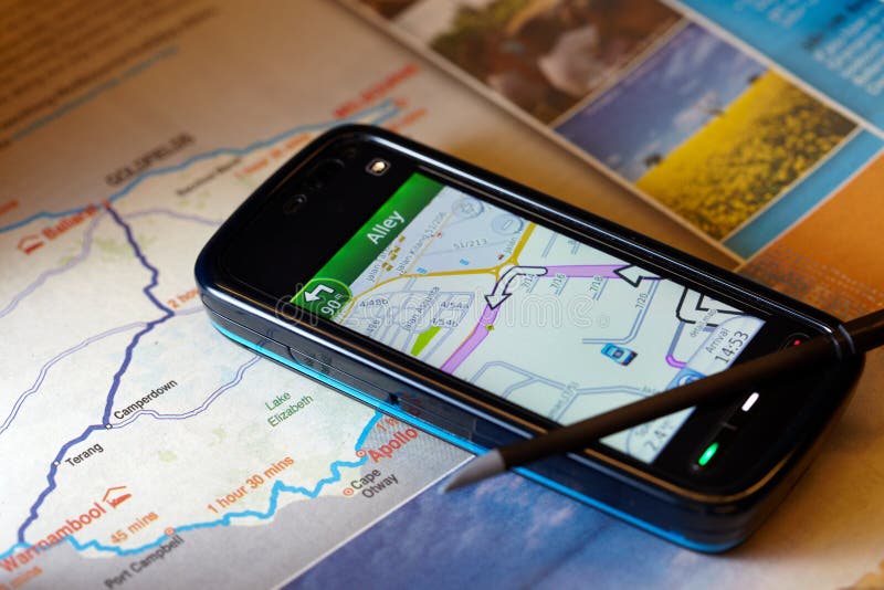 Gps Navigation Mobile Phone Stock Image - Image of mobile, latitude ...