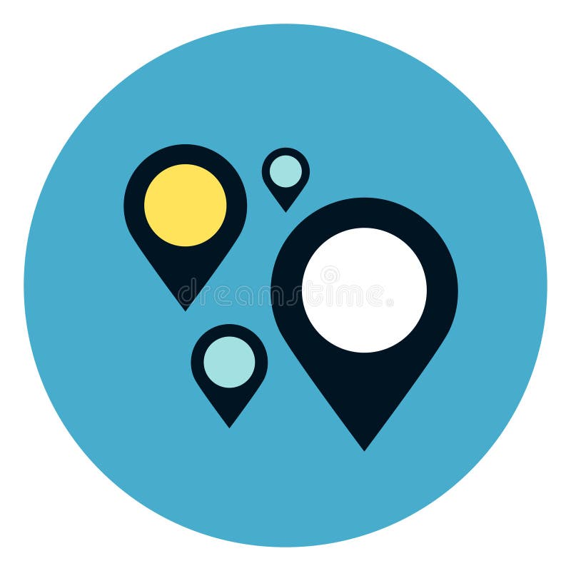 Gps Navigation Pins Icon on Round Blue Background Stock Vector ...