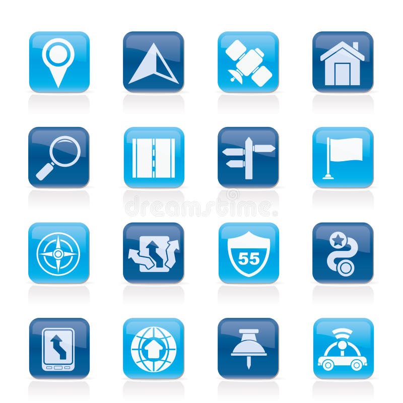 Road, Navigation and Travel Icons Stock Vector - Illustration of icon ...
