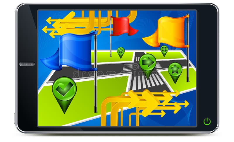 Gps navigation in screen stock vector. Illustration of city - 24591072