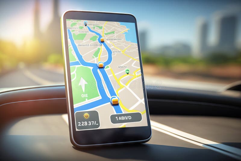 GPS Navigation. Smartphone with City Map on the Screen Stock ...