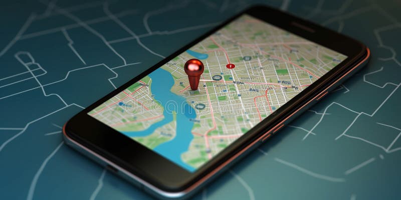 GPS Navigation on the Smartphone Screen with AI Generated. Stock ...
