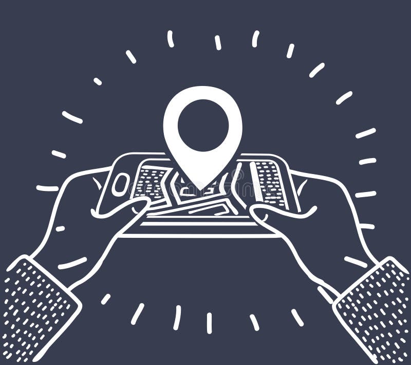 GPS Navigation System App on Mobile Phone Stock Vector - Illustration ...