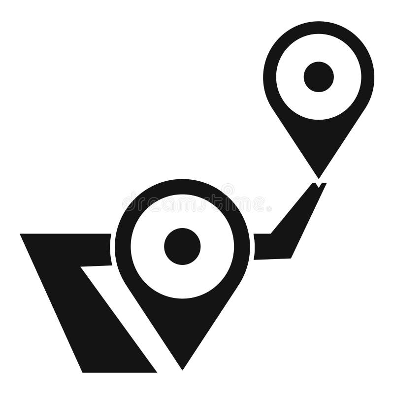 Gps Navigation System Showing Route with Two Pins and Road Stock ...