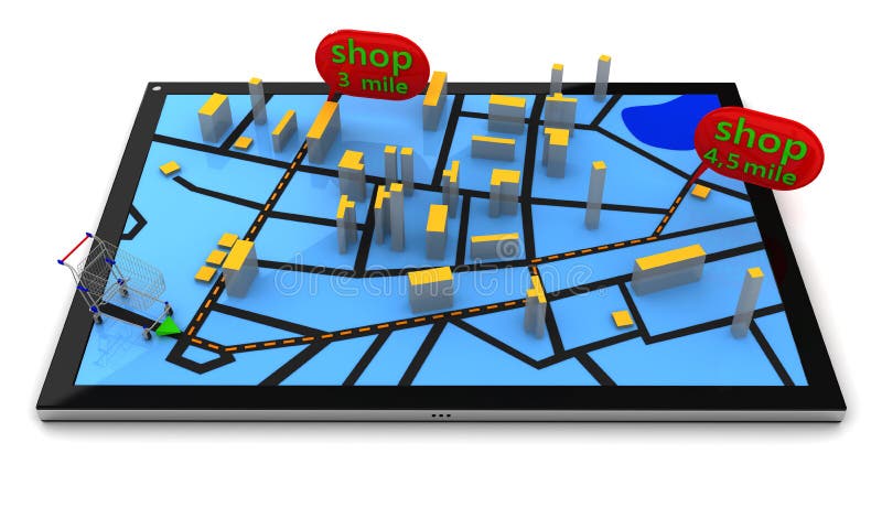 GPS Navigation in Tablet PC Stock Illustration - Illustration of ...