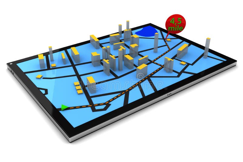 GPS Navigation in Tablet PC Stock Illustration - Illustration of ...