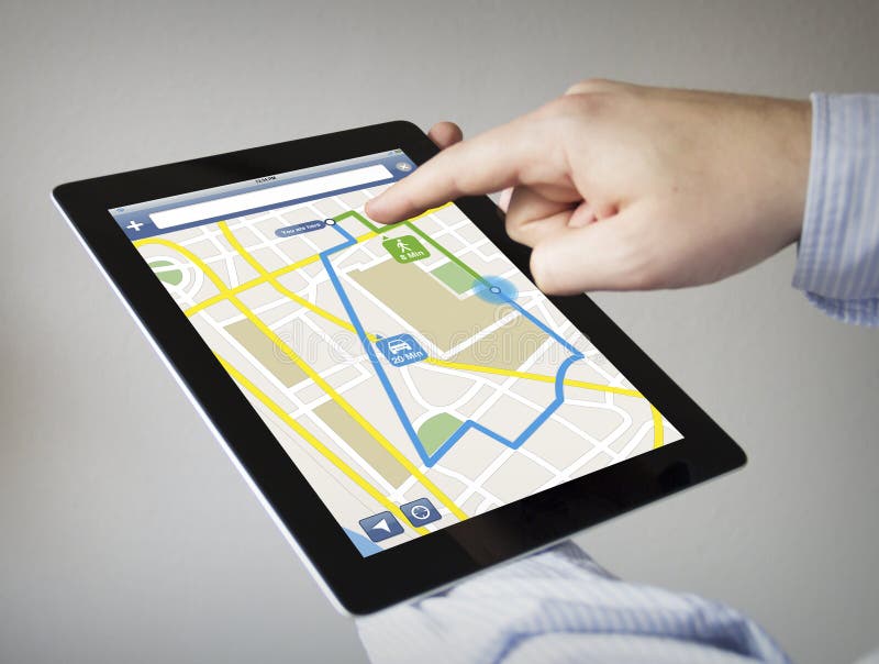 Gps navigation on a tablet stock photo. Image of interface - 55458316