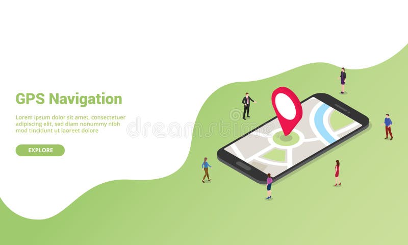 Gps Navigation Technology Concept Isometric for Website Template or ...