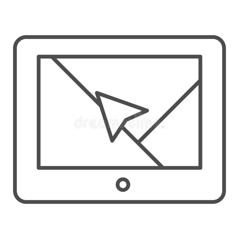 Gps Navigation Thin Line Icon. Tablet with Map Vector Illustration ...