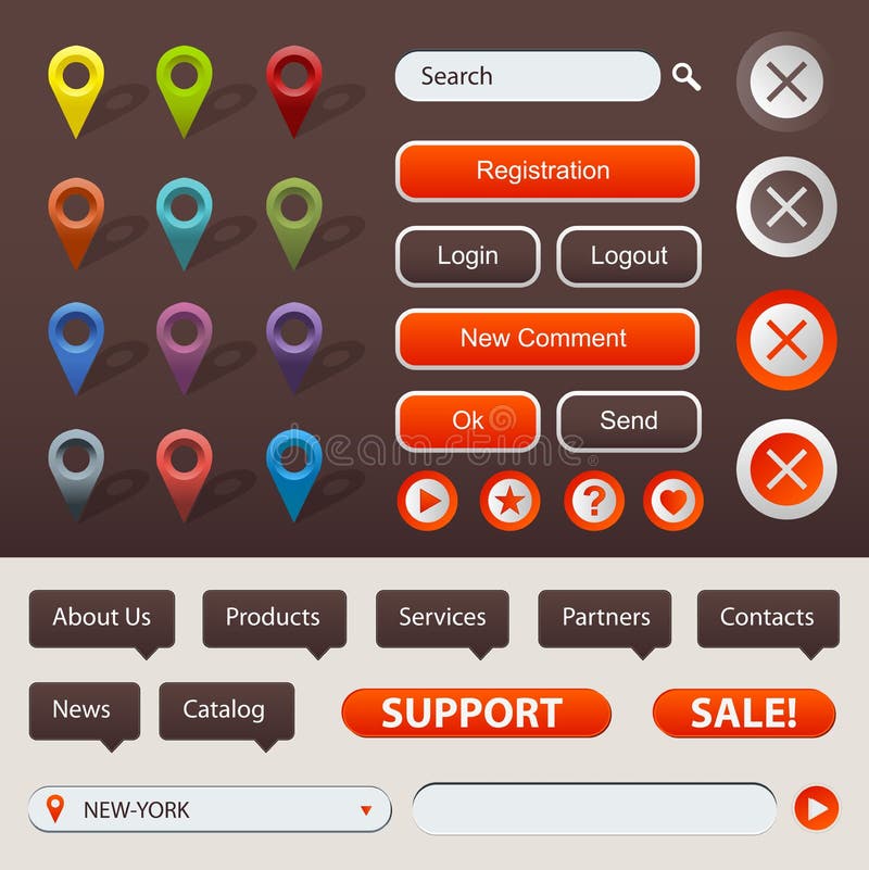 GPS Navigation and Website Elements Stock Vector - Illustration of ...