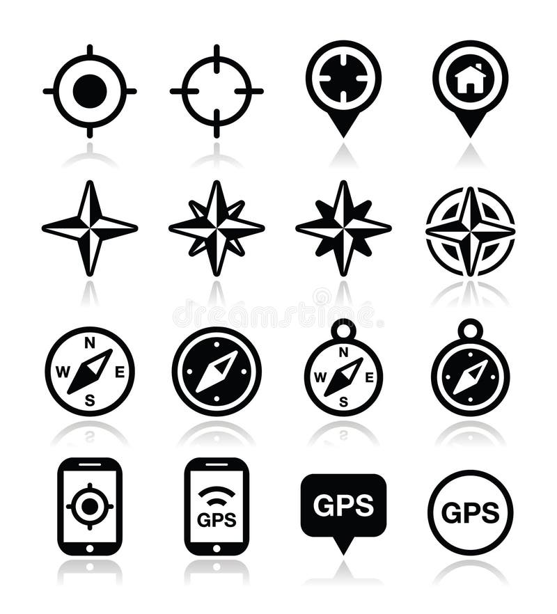 GPS, Navigation Travel Icons Set Stock Illustration - Illustration of ...