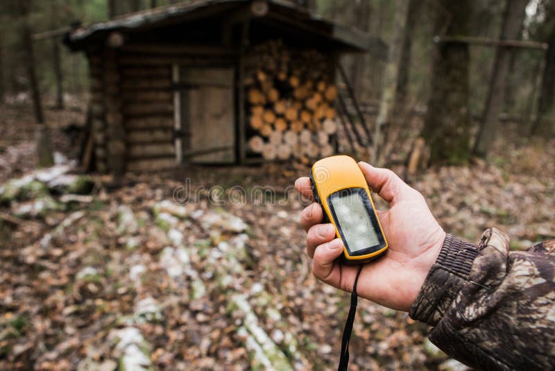 GPS Navigator in the Forest Stock Photo - Image of observation ...