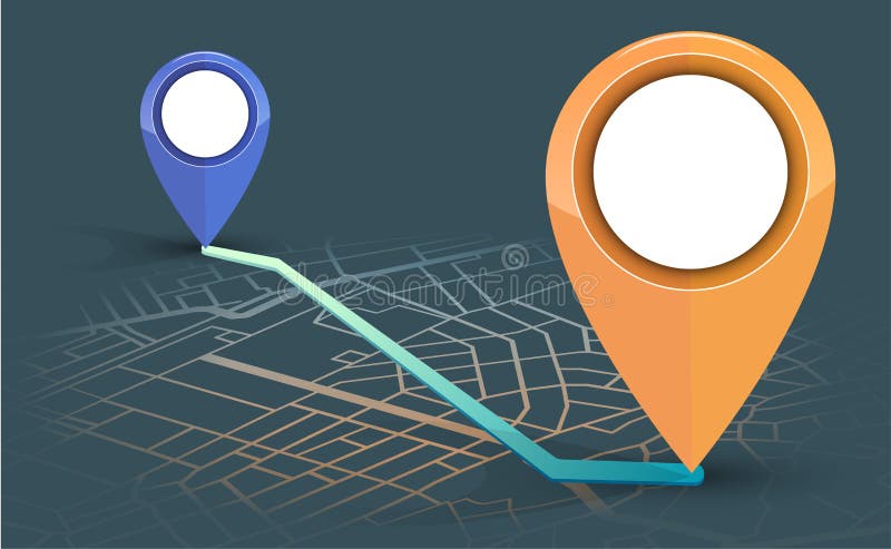 GPS Navigator Point To Point on Map Stock Vector - Illustration of line ...