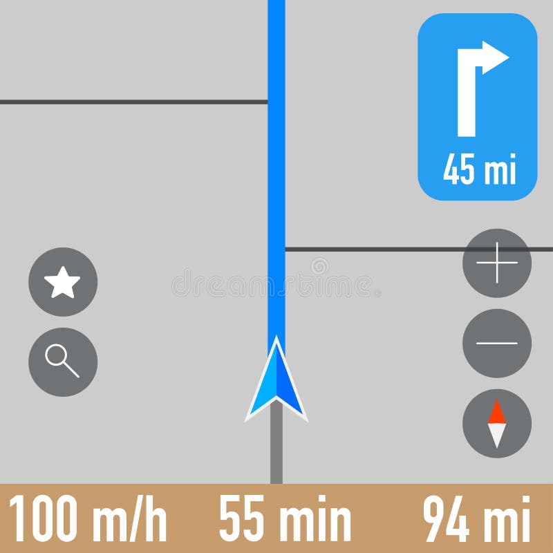 Gps Navigator Screen Shot of Active Route Stock Vector - Illustration ...