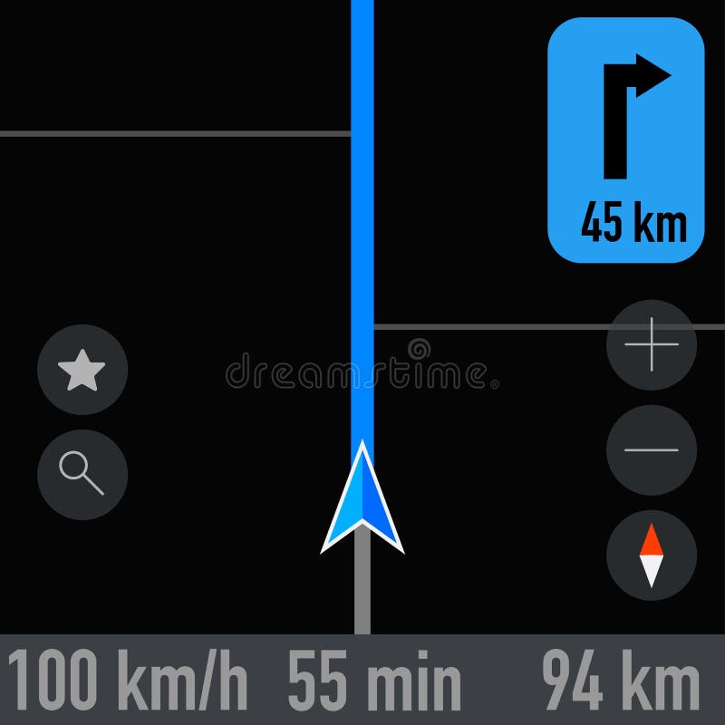 Gps Navigator Screen Shot of Active Route Stock Vector - Illustration ...