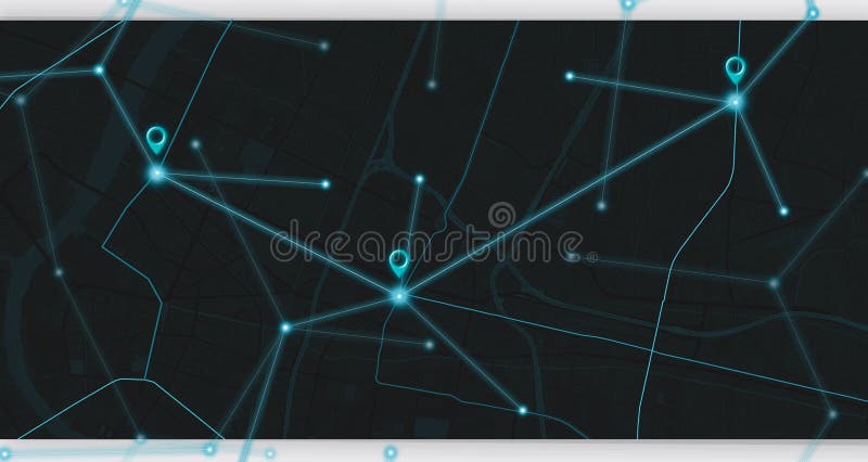 GPS.navigator Shining Pins Simulates the Map on a Modern Black ...