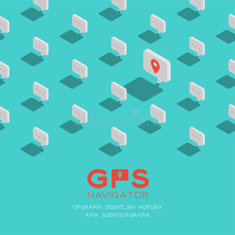 GPS Navigator Sign in Speech Bubble Message 3d Isometric Pattern ...
