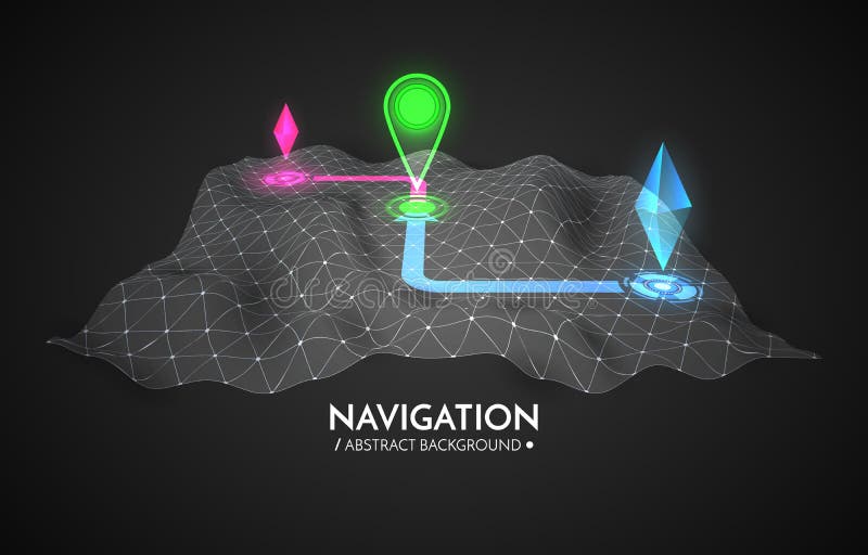 GPS Navigator Vector Background. 3d Technology Vector Map Stock Vector ...