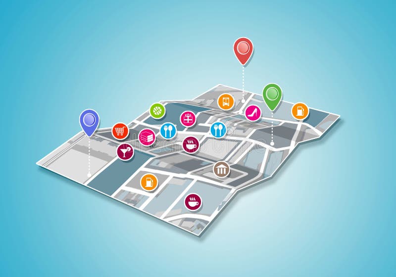 GPS no mapa de ruas ilustração stock. Ilustração de estrada - 98851055