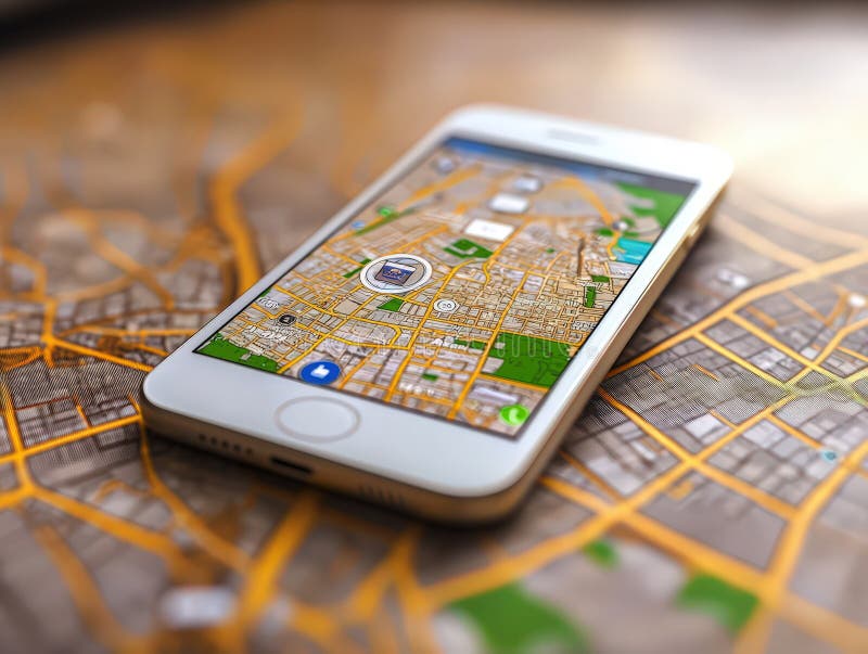 GPS Phone Screen, Car Navigation System Photo Stock Image - Image of ...