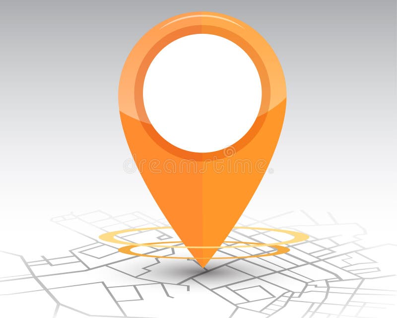 GPS Pin Checking Location Orange Color on Map Stock Vector ...