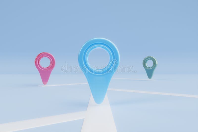GPS Point on the Map on a Blue Background. 3d Render Stock Illustration ...