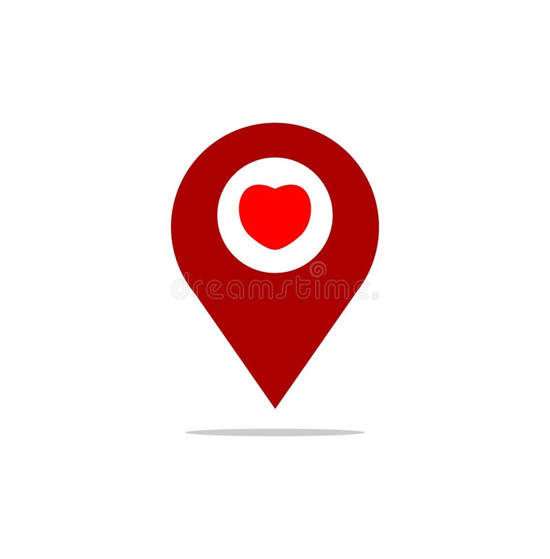 GPS Pointer Icon, Red Heart, Flat Design Template. Stock Illustration ...