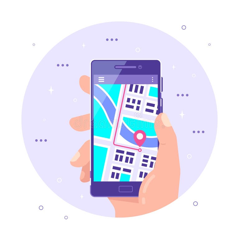 GPS Positioning, Mobile Navigation Banner, Flat Design Vector Stock ...