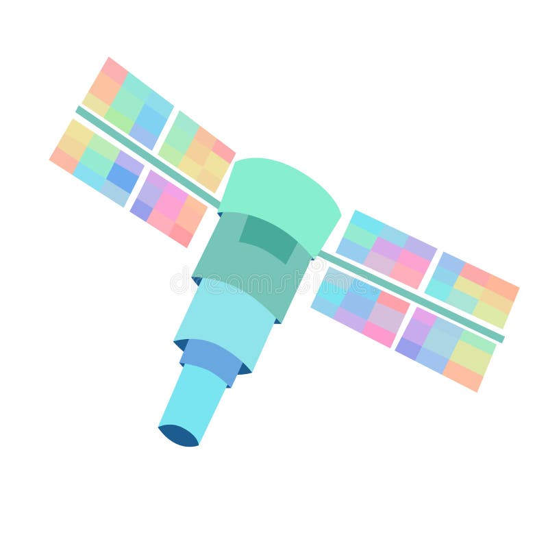 GPS Satellite Vector Illustration. Satellite Cartoon Style Stock Vector ...