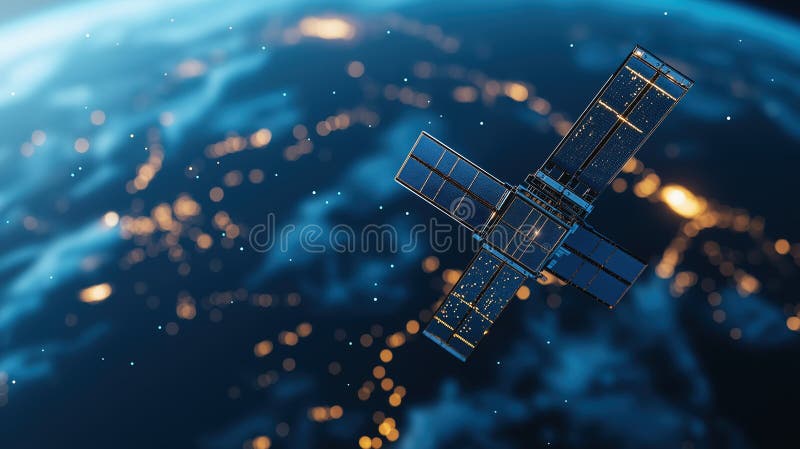 GPS Satellites Orbiting Earth, Pinpointing Locations, 3D Illustration ...