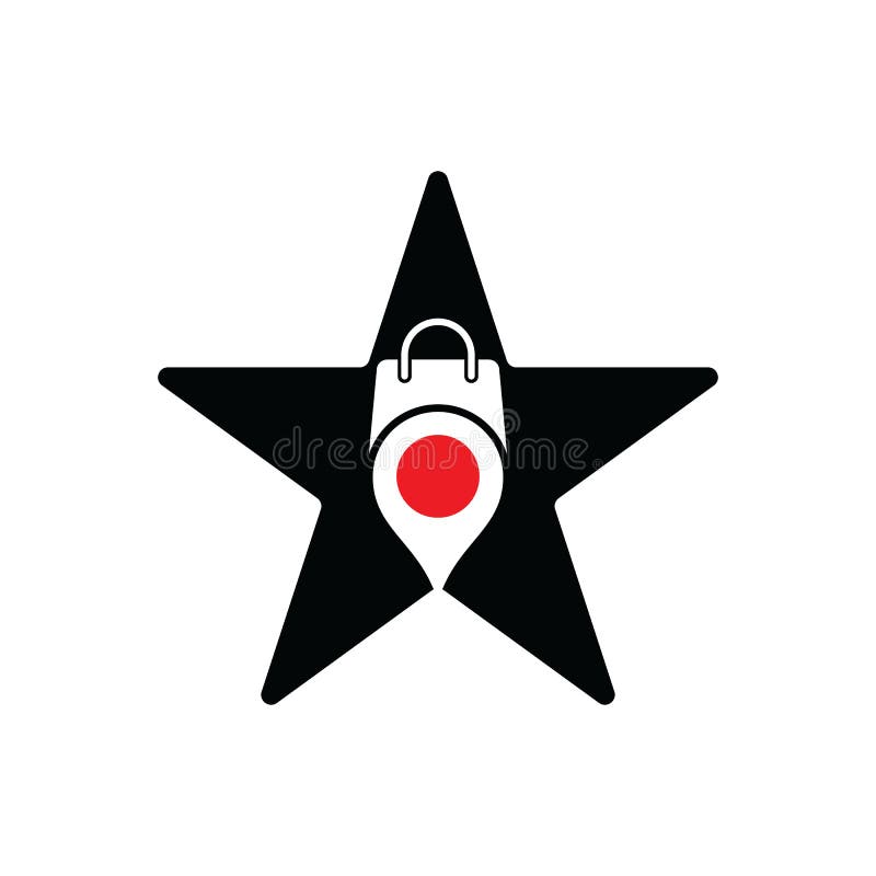 Gps Shopping Bag Star Shape Concept Logo Design Icon Vector. Stock ...