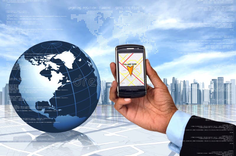 GPS with smart phone stock illustration. Illustration of business ...