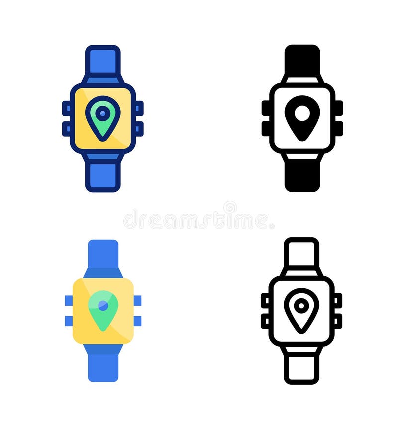 GPS on Smartwatch, Pointer and Location Icons Stock Vector ...