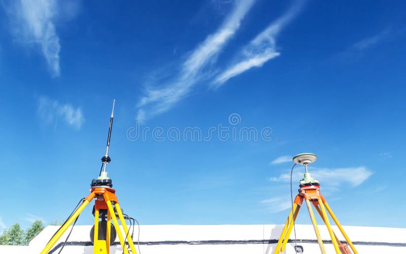 Land Surveying Under Blue Sky Stock Photo - Image of worker, engineer ...