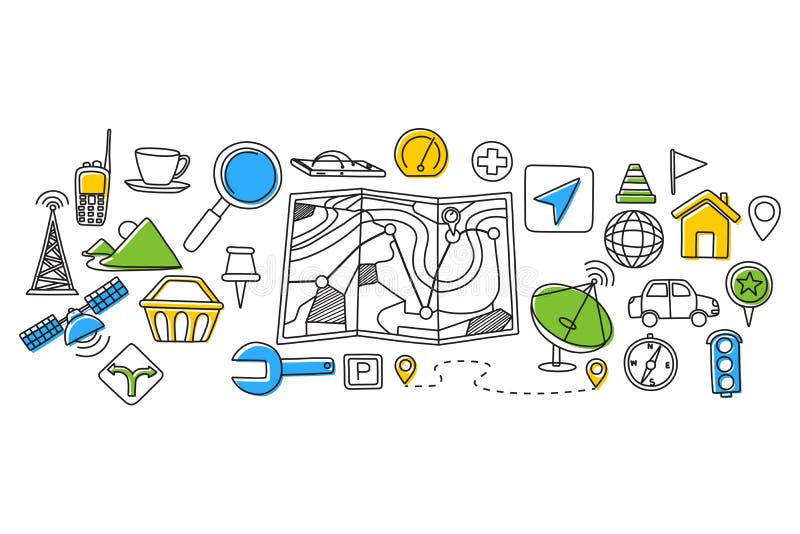 GPS System Concept for Web Design Template Stock Vector - Illustration ...