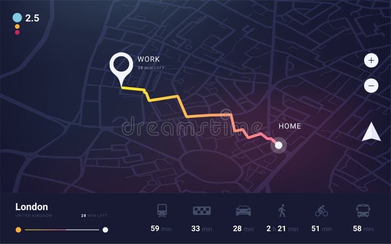 City Map. Navigation Plan with Red Pins. GPS Application, Web ...