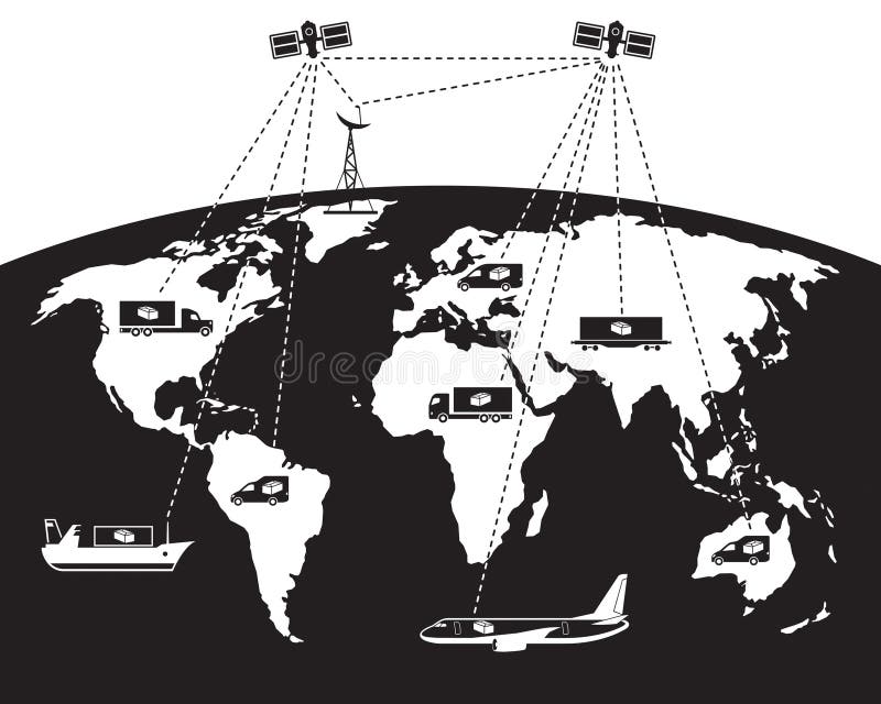 GPS Tracking of Delivery Package in the World Stock Vector ...