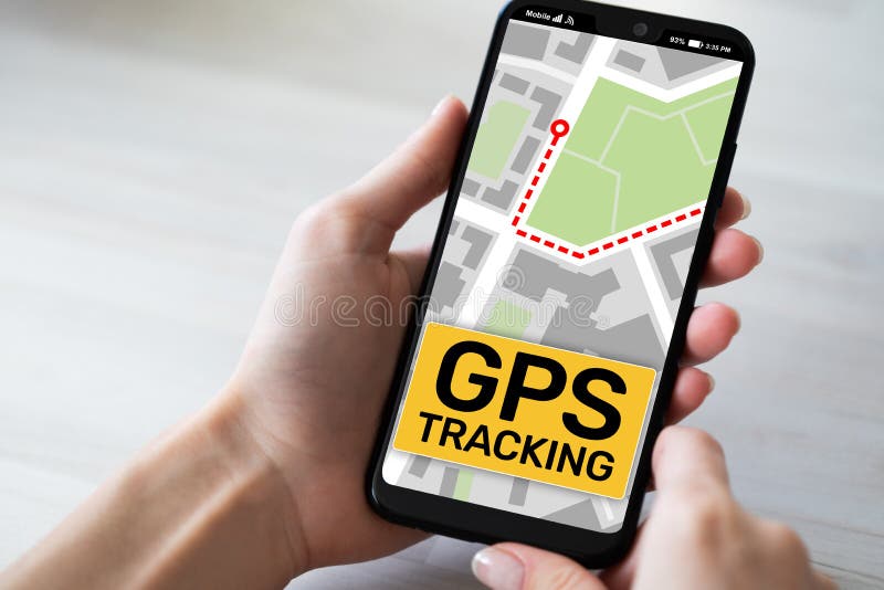 GPS Tracking Map on Smartphone Screen. Global Positioning System ...
