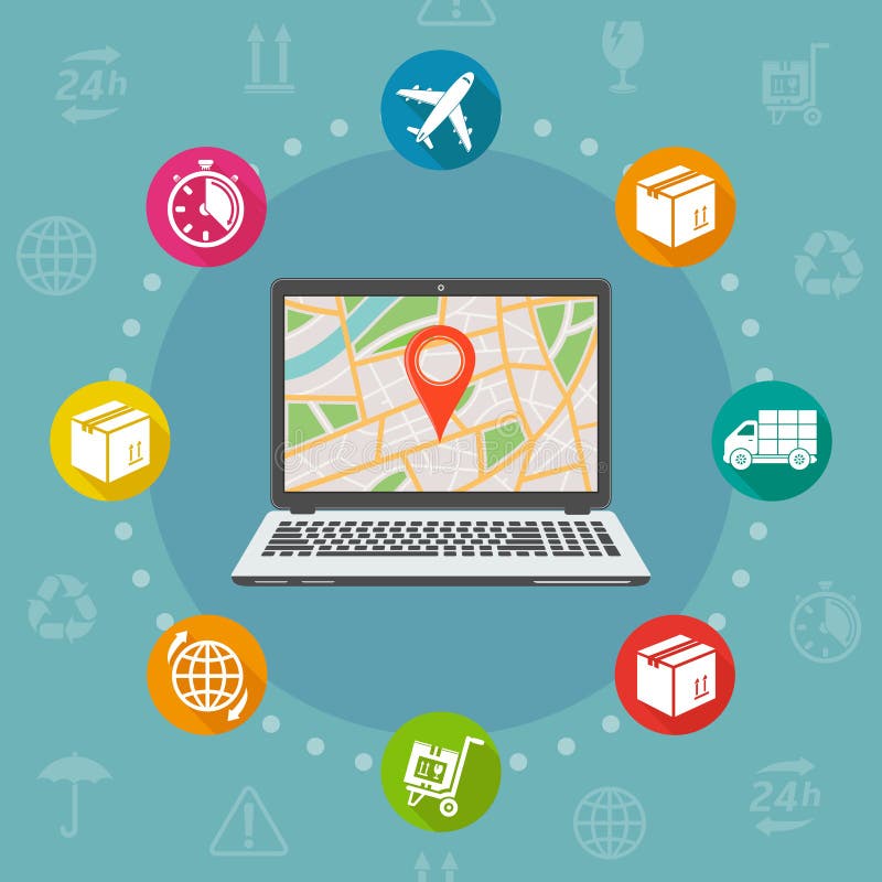 GPS Tracking Order Flat Design Concept Stock Vector - Illustration of ...