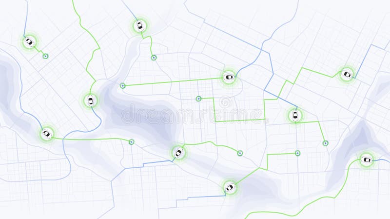 GPS Tracking System for Navigating Car Traffic. Concept of Car with ...