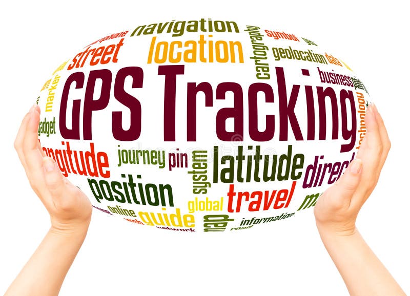 GPS Tracking Word Hand Sphere Cloud Concept Stock Image - Image of ...