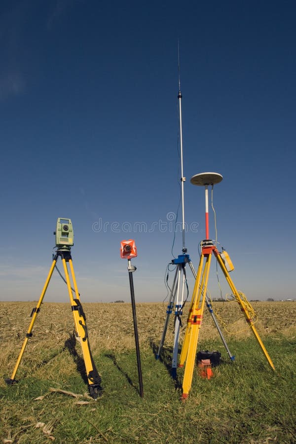GPS Unit, Total Station and Prism Stock Photo - Image of target ...