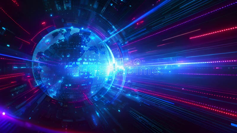 GPT Global Network Concept, Earth with Digital Data Streams Stock Video ...