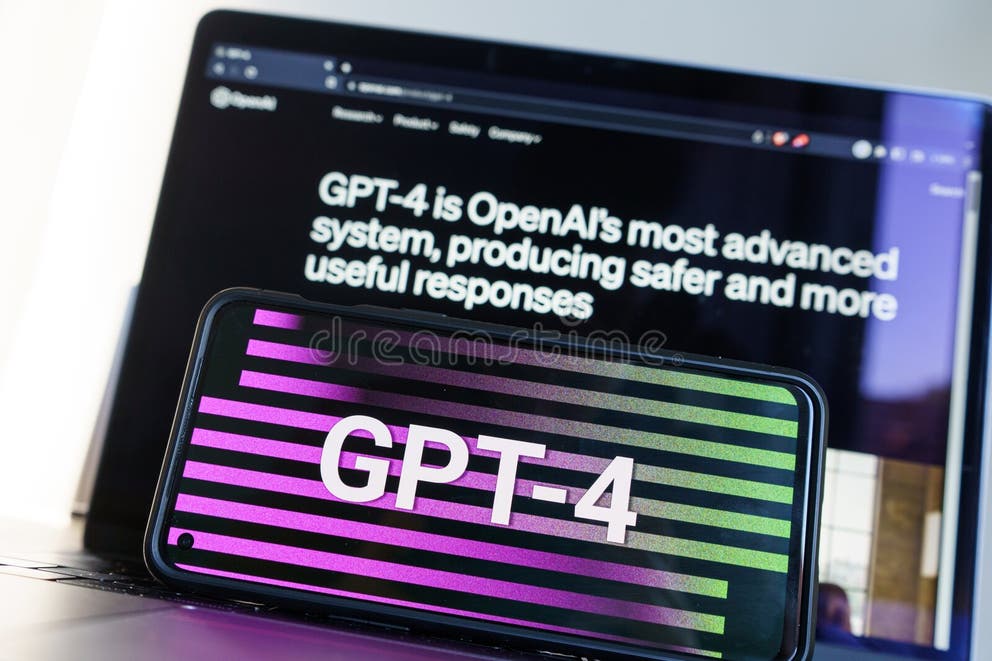 GPT - 4 on Screens. OpenAI Released New Version of GPT 4 Editorial Stock Image - Image of emblem ...