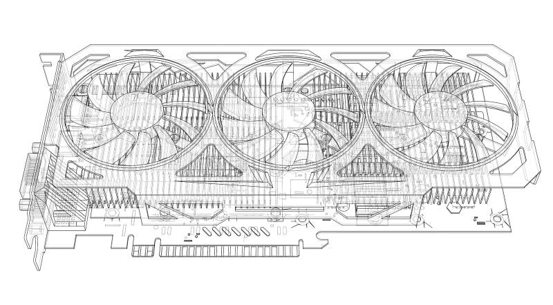 Gpu Card Outline. Vector stock image. Image of powerful - 148108795