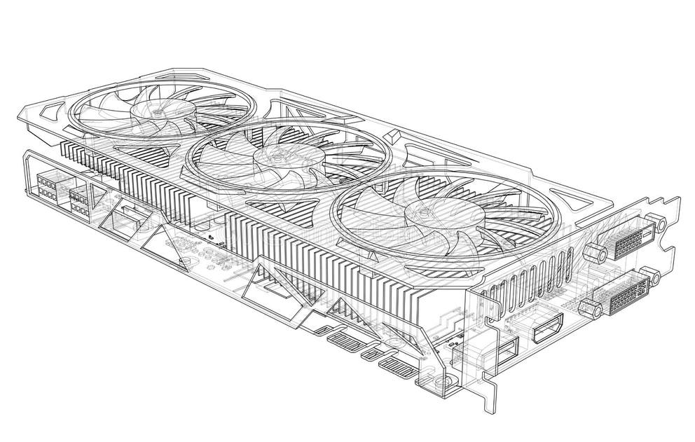 Gpu Card Outline. Vector stock vector. Illustration of graphics - 148108978